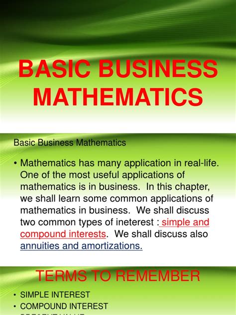 Basic Business Mathematics Pdf