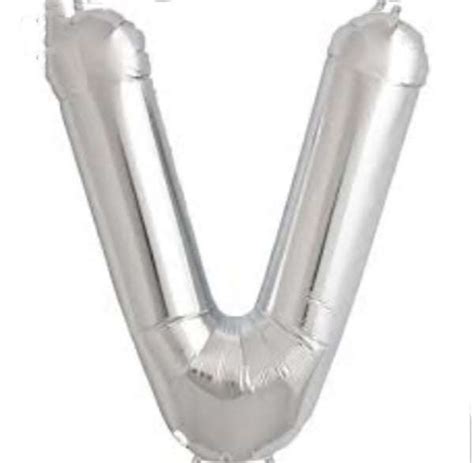34in Silver Letter Balloon V Party Store Miami Fl Same Day Delivery