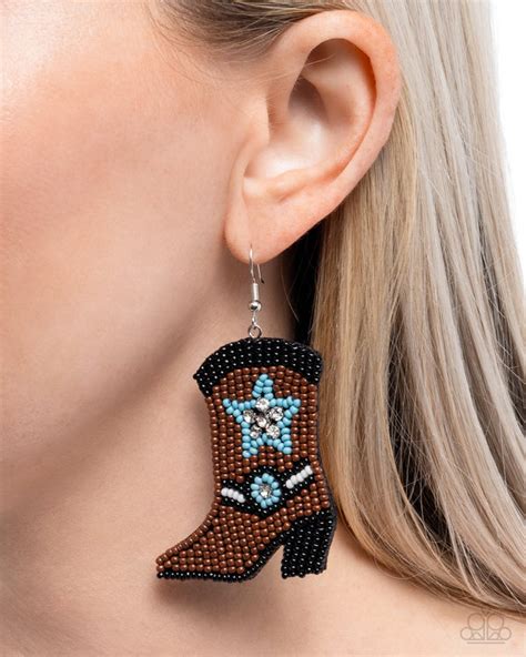 Beaded Boot Brown Paparazzi Earrings Jewelryblingthing