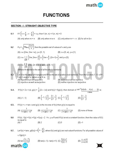 Functions Questions Pdf Integer Function Mathematics