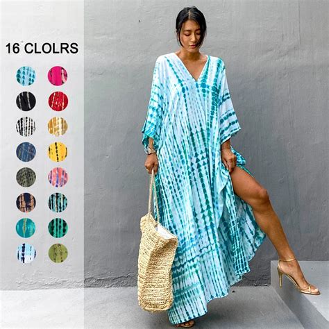 2022 New Boho Retro Striped Large Size Women Swimsuit Cover Up Summer