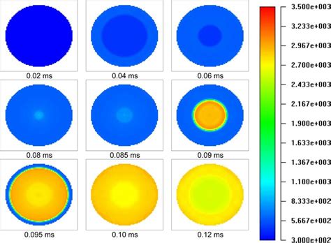 9 Temperature Fields In K On Focusing Shock Wave And Detonation