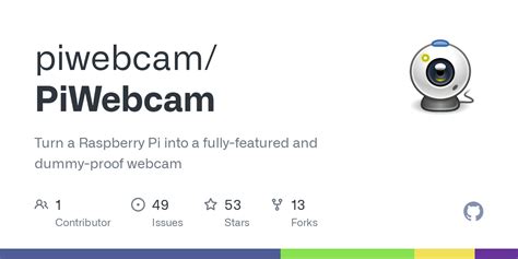 GitHub Piwebcam PiWebcam Turn A Raspberry Pi Into A Fully Featured And Dummy Proof Webcam