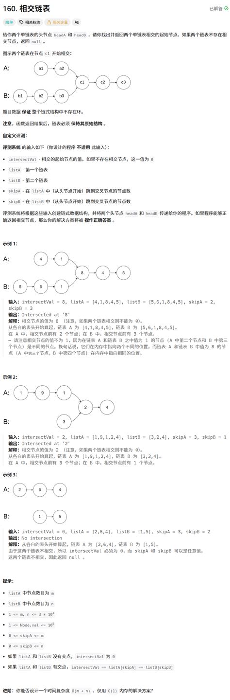 【力扣 简单 C】160 相交链表力扣相交链表hashset解法 Csdn博客 【力扣 简单 C】160 相交链表力扣相交链表hashset解法 Csdn博客