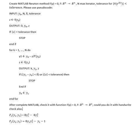 Solved Create Matlab Newton Method Fly 0 F R