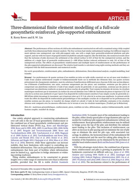 Three Dimensional Finite Element Modelling Of A Full Scale Geosynthetic Reinforced Pile