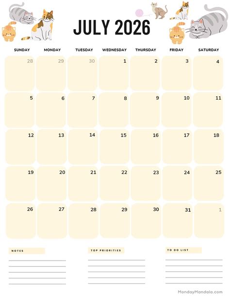 July 2026 Calendars 52 Free Pdf Printables