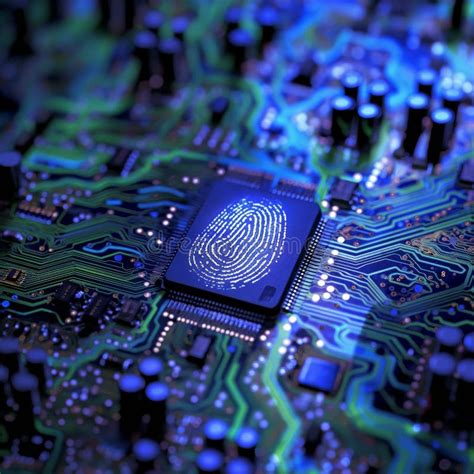 Interconnected Technology Circuit Board With Blue Fingerprint Pattern