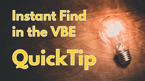 Mike Wolfe On Linkedin Quick Tip Instant Find In The Vba Ide