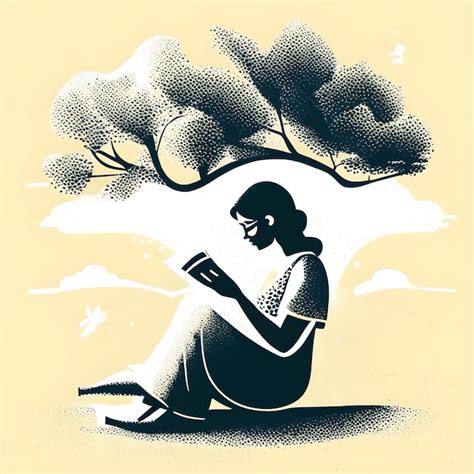 Premium AI Image Woman Reading Under A Tree