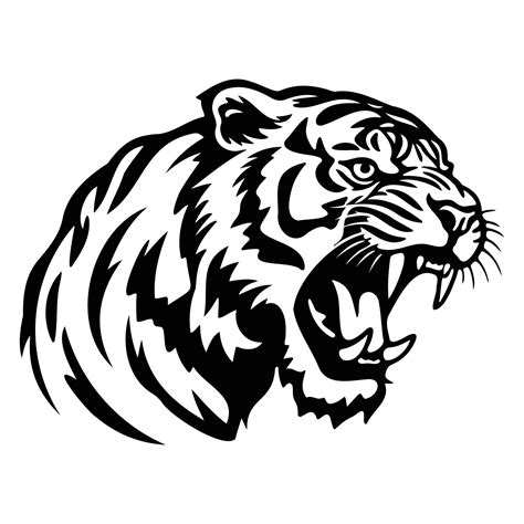 Ferocious Tiger Angry Tiger Face Side Tiger Mascot Logo Tiger Black
