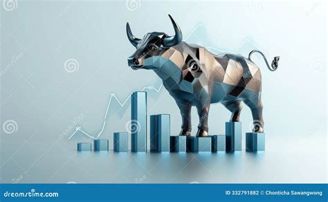 A Stylized Bull Stands On A Bar Graph Symbolizing Financial Growth And