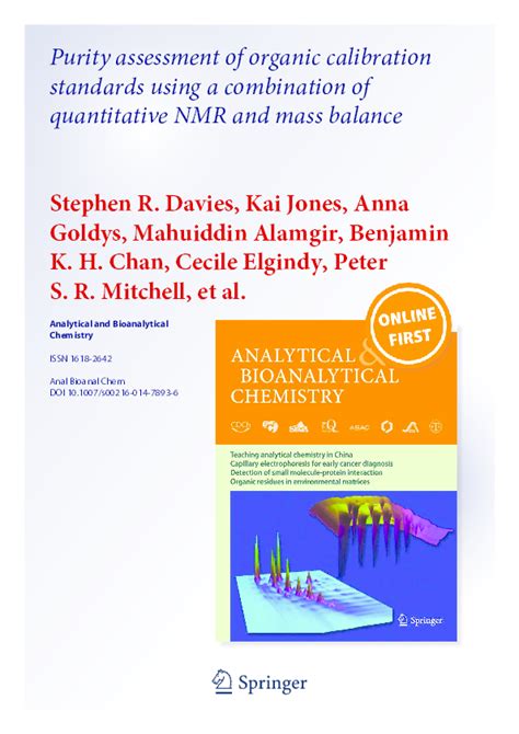 Pdf Purity Assessment Of Organic Calibration Standards Using A Combination Of Quantitative Nmr