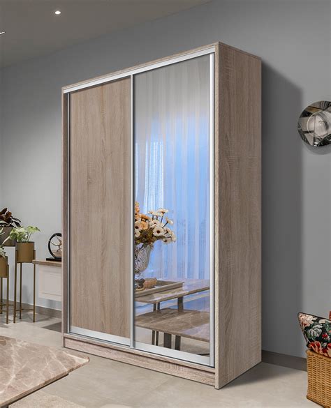 ᐉ Шафа купе дводверна Senam E Line ДСП з дзеркалом 170х60х210 см Дуб Сонома трюфель • Краща ціна