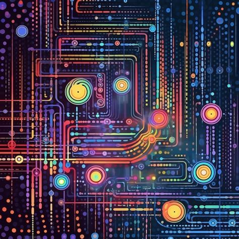 Premium Ai Image A Close Up Of A Colorful Circuit Board With Many Circles Generative Ai