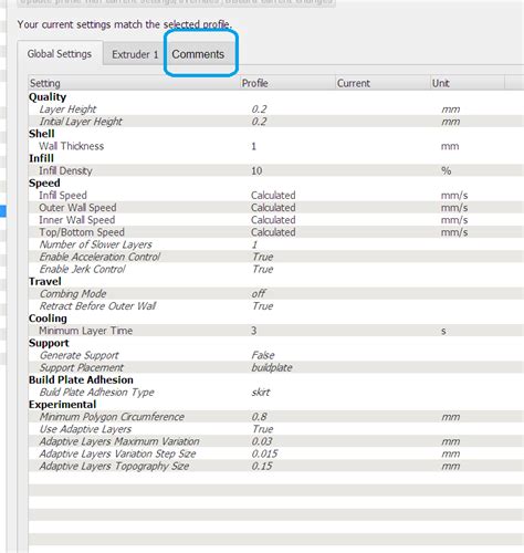 Adding Comments To Settings Profiles · Issue 9520 · Ultimakercura