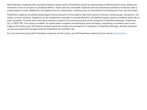 Snapshots Overview Dell Powerstore Backup And Restore For Oracle Rac Data Protection And High
