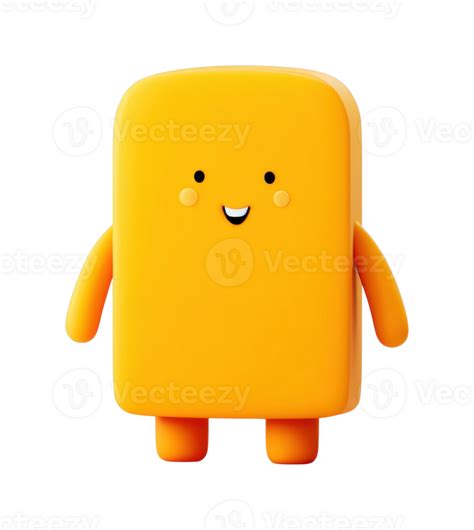 Smiling Yellow Block Character With Rounded Edges And Tiny Limbs 67850314 Png