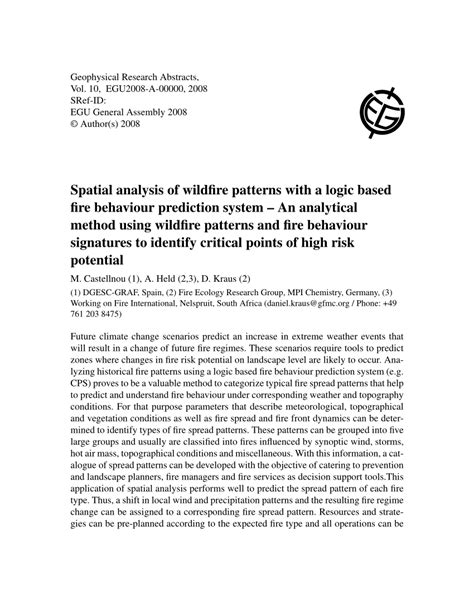 PDF Spatial Analysis Of Wildfire Patterns With A Logic Based Fire Behaviour Prediction System