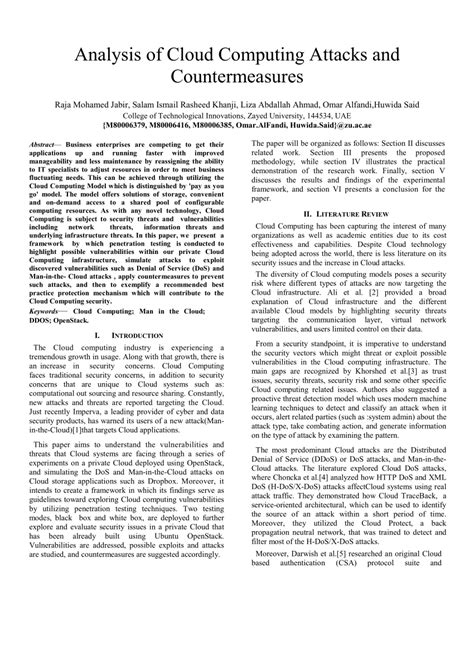 Pdf Analysis Of Cloud Computing Attacks And Countermeasures