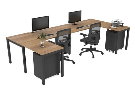 Quadro Square Legs 2 Person Corner Workstation U Configuration Bla