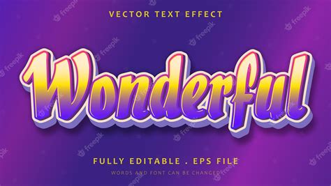 Premium Vector 3d Gradient Wonderful Editable Text Effect Design