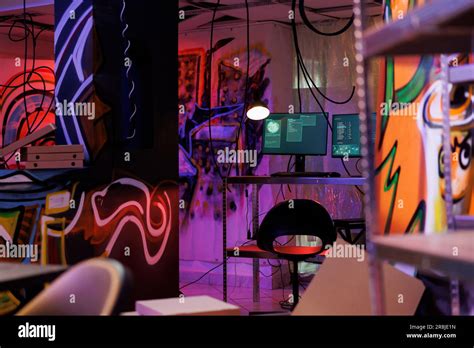 Computer Screen With Running Code Breaking Into Server In Abandoned