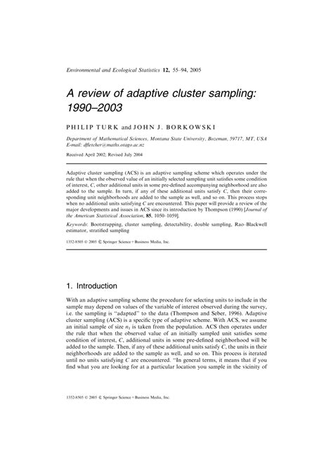 Pdf A Review Of Adaptive Cluster Sampling 19902003