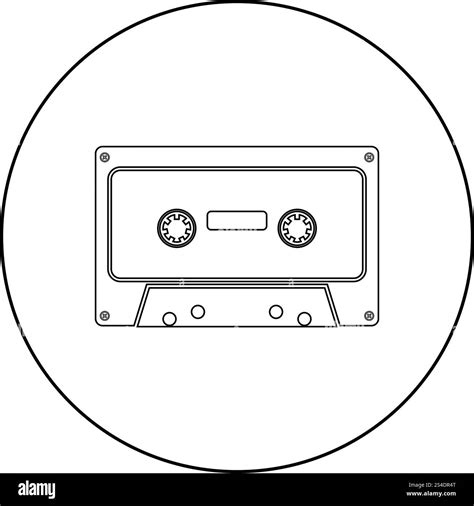 Retro Audio Cassette Icon Black Color In Round Circle Outline Vector Illustration Stock Vector