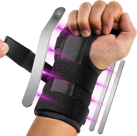 Fitomo Carpal Tunnel Wrist Brace Night Support With 3 Metal Splints For Sleeping And