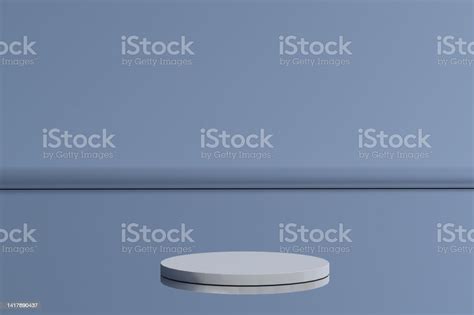 모형 연단 제품을위한 기하학적 추상적 인 구성 또는 파란색 배경에 광고 최소 3d 일러스트레이션은 스톡 사진을 렌더링합니다 0
