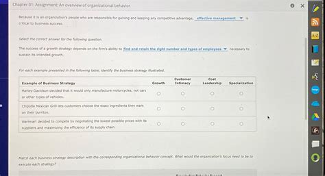 Solved Chapter 01 Assignment An Overview Of Organizational