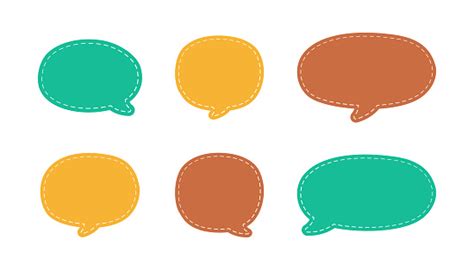 점선이 있는 빈 귀여운 말풍선 간단한 플랫 스크랩북 스티치 디자인 벡터 일러스트레이션 세트 공란에 대한 스톡 벡터 아트 및 기타 이미지 Istock