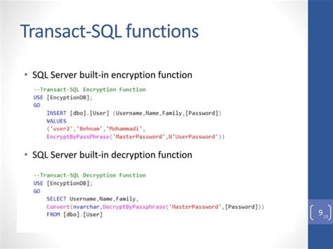 Column Level Encryption In Microsoft Sql Server Pptx