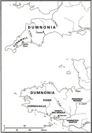 Map Of Dumnonia In Brittany 6th Century