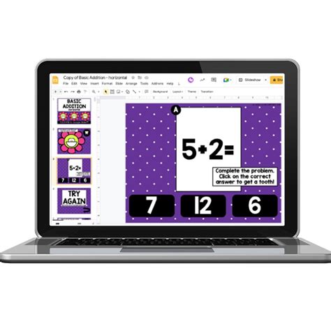 Digital 1st And 2nd Grade Math Toothy® Task Cards Basic Addition Horizontal Lucky Little