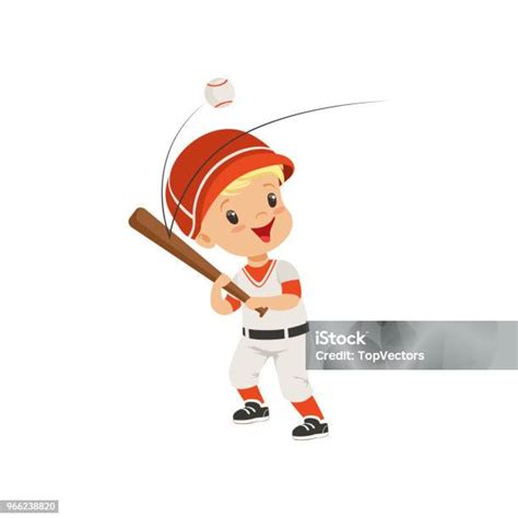 야구 선수 보 공 치는 아이 흰색 바탕에 신체 활동 개념 벡터 일러스트 레이 션 귀여운에 대한 스톡 벡터 아트 및 기타 이미지