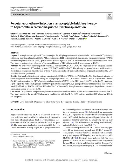 Percutaneous Ethanol Injection Is An Acceptable Bridging Therapy To