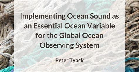 Implementing Ocean Sound As An Essential Ocean Variable For The Global Ocean Observing System