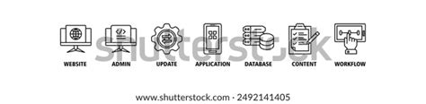 Cms Banner Web Icon Set Vector Stock Vector Royalty Free 2492141405