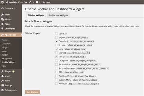 Widget Disable Wordpress Plugin