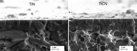 Sem Cross Section Pictures For Tin And Ticn Coated Samples Download Scientific Diagram