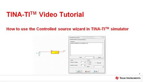 How To Use The Controlled Source Wizard In The TINA TI TM Simulator Video TI Com