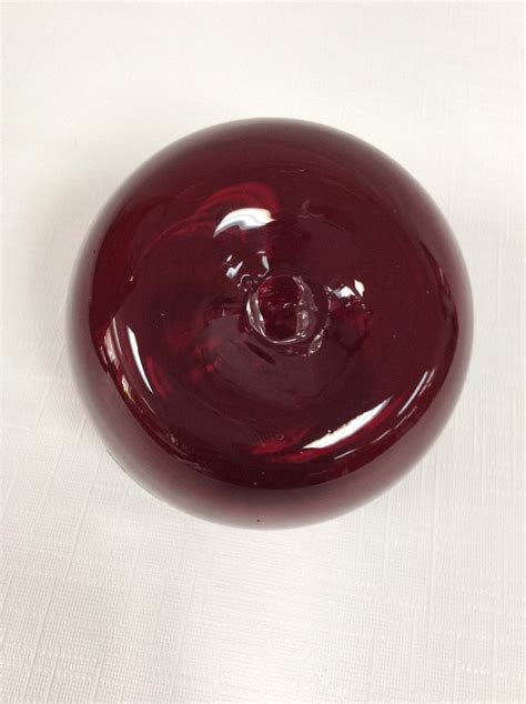 Blenko Glass Ruby Red Apple With Crystal Stem