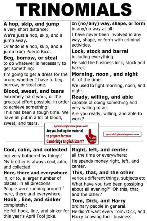 Trinomials Learn English Words English Vocabulary Words English Phrases Idioms