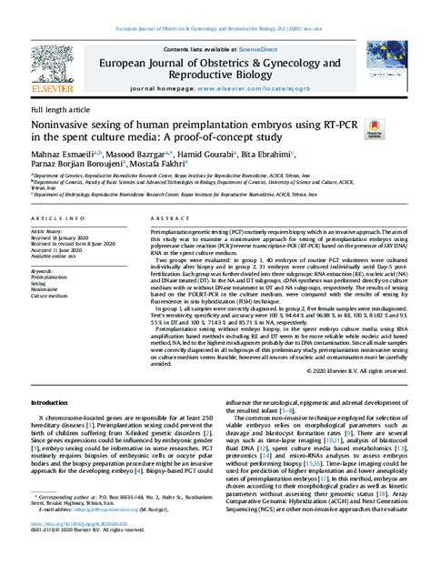 Pdf Noninvasive Sexing Of Human Preimplantation Embryos Using Rt Pcr In The Spent Culture