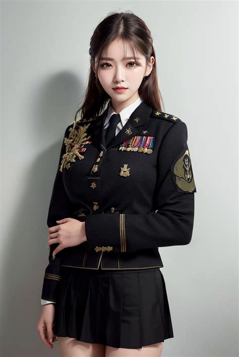 Ai로 그린 밀리터리 유니폼 입은 여자장교 그림 Gadis Gadis Fantasi