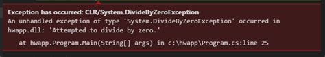 Debuggerthere Is No Pop Exception Throw When Dividebyzeroexception · Issue 1619 · Dotnet