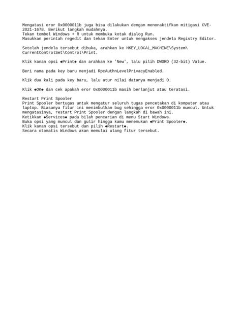 Cara Penanganan Kode Error 0x0000011b Pada Sharing Printer Pdf