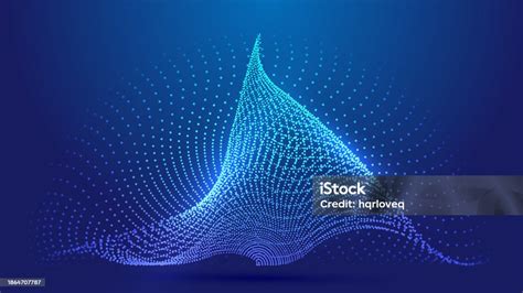 3d Abstract Particle Line Graphics Technology Vector Poster Background Stock Illustration